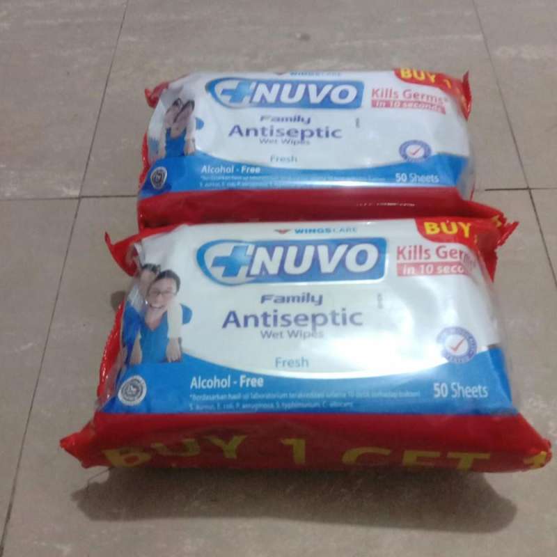 Jual Nuvo family antiseptic wet wipes fresh 50 sheets/Tisu basah ...