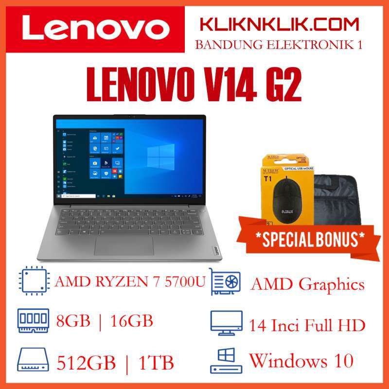 Promo LAPTOP LENOVO V14 G2 AMD RYZEN 7 5700U 8GB 16GB 512GB 1TB SSD 14 ...
