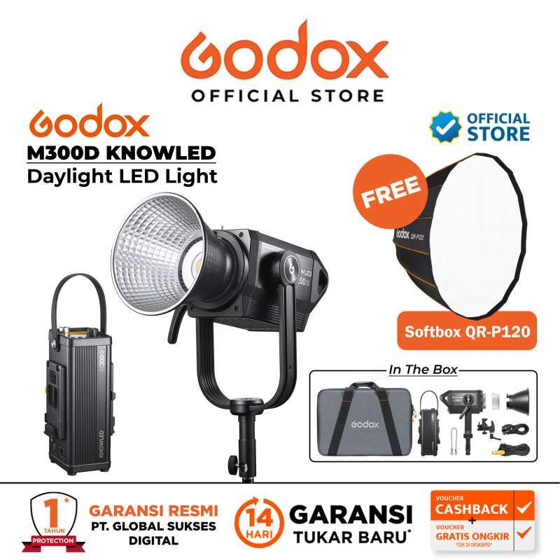 Jual Godox M300D Daylight LED FREE QR-P90 / QR-P120 Parabolic Softbox ...