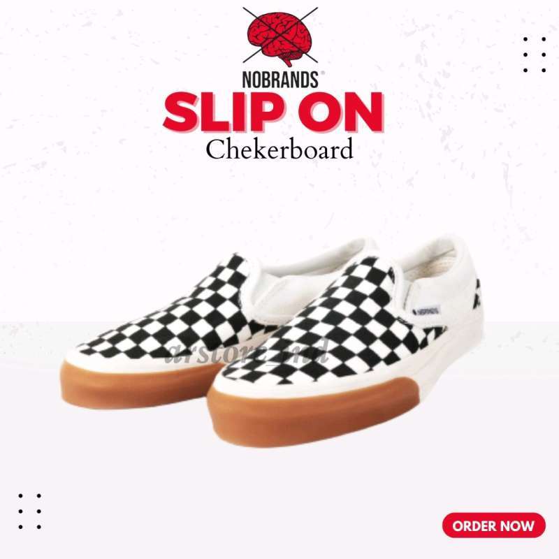Jual Sepatu Slop Nobrands Slip On Chekerboard Catur Kotak kotak di ...