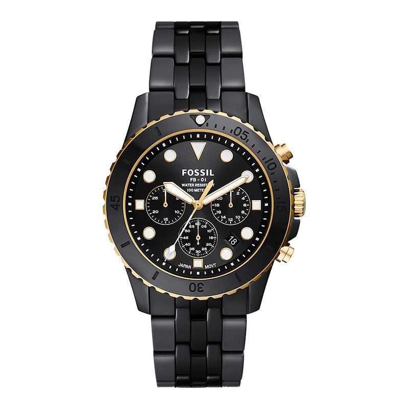 Promo Fossil Fb 01 Ce5024 Chronograph Men Black Dial Black Ceramic Strap [machtwatch] Diskon 37
