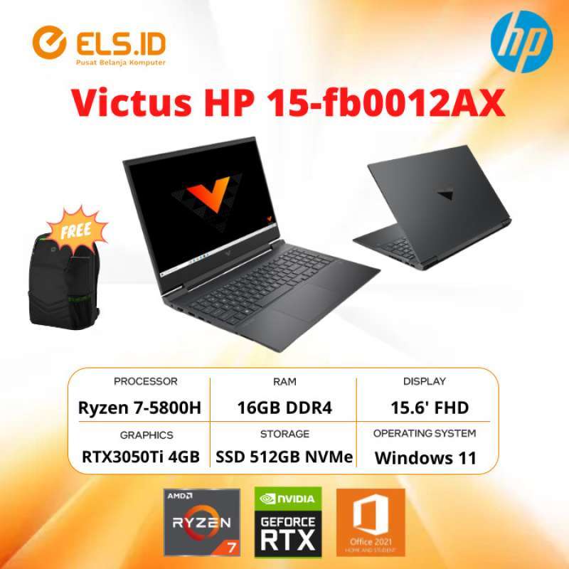 Jual HP Victus 15-fb0012AX RTX3050Ti Ryzen 7-5800H 16GB SSD 512GB 15.6 ...