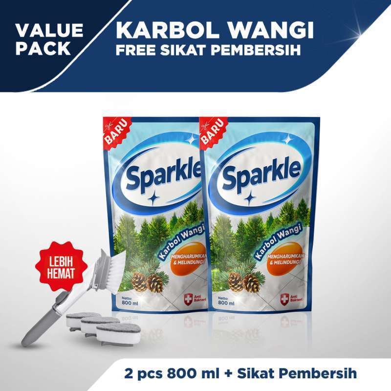 Jual Surabaya - [Beli 2] Sparkle Karbol Wangi Pine Cairan Pembersih Lantai [800mL] dan Sikat ...