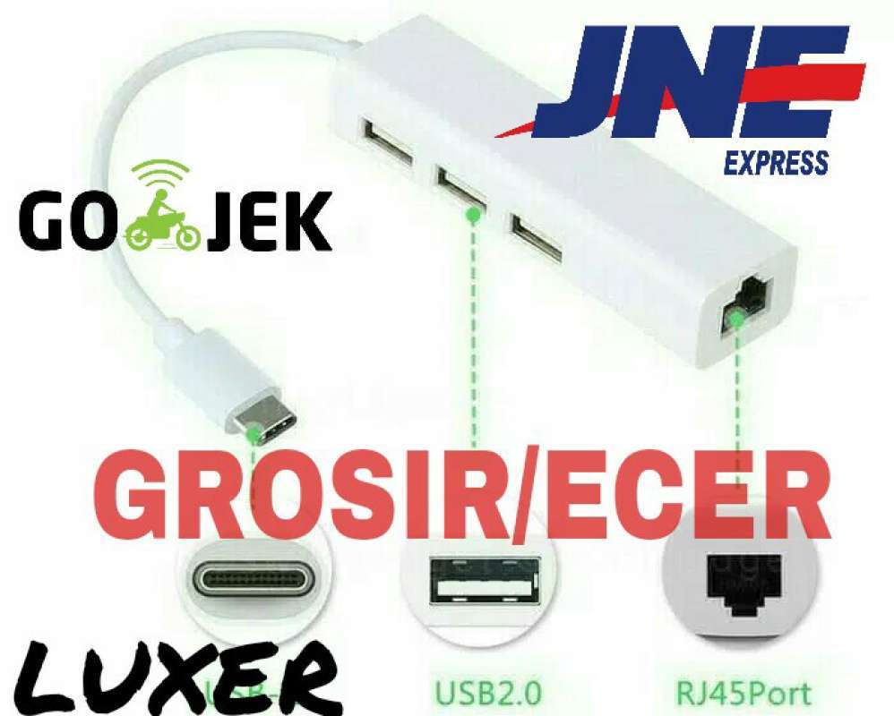 Promo Kabel Converter New Macbook 12 Usb C Ke Hub + Rj45 Lan Ethernet ...