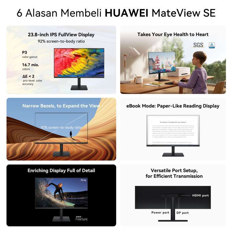 Jual Huawei Mateview Se Monitor | 90% P3 Color Gamut | 23.8 Ips ...