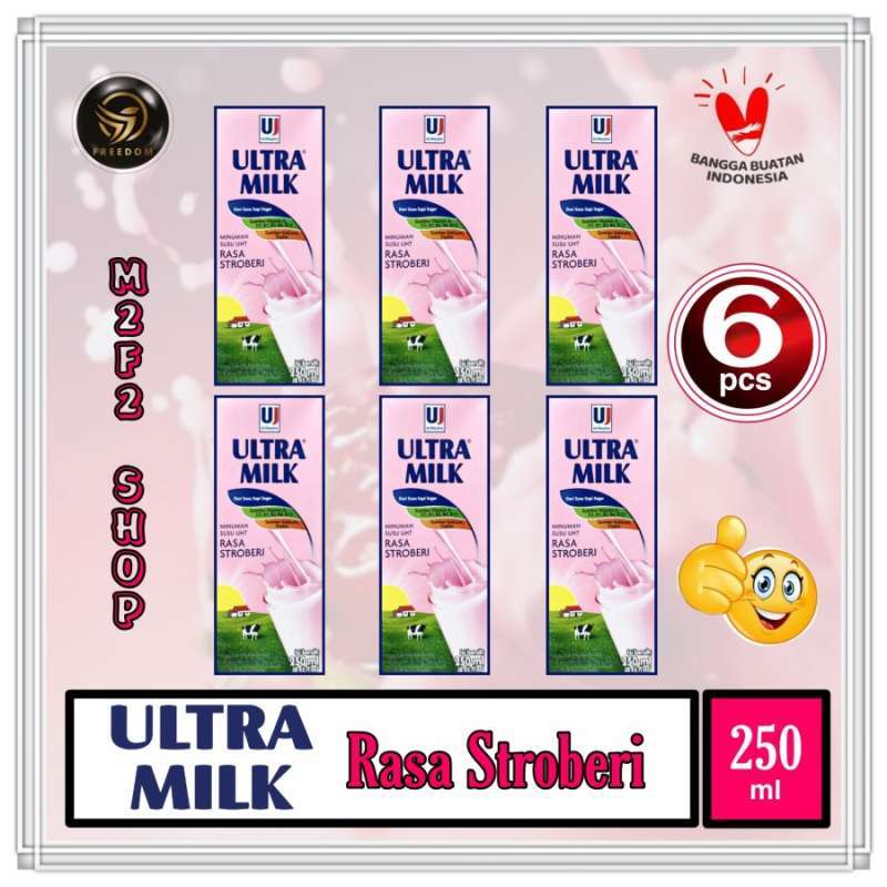 Promo Susu Ultra Milk Kotak UHT Stroberi | Strawberry - 250 ml (Kemasan ...