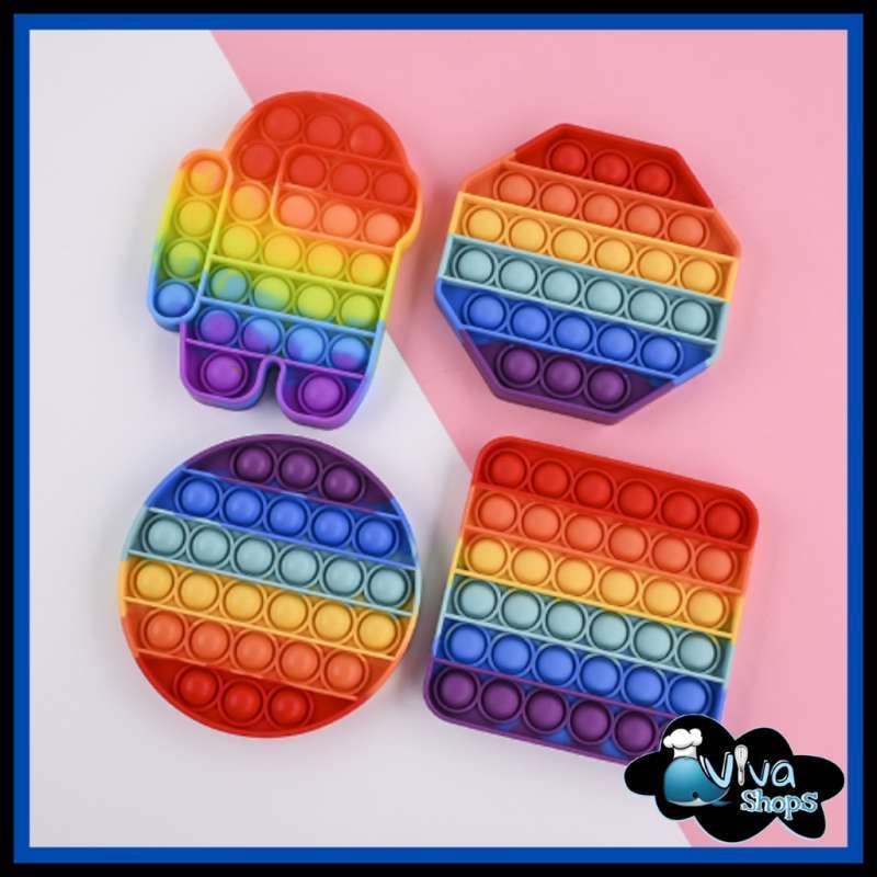 Jual Mainan pop it murah popit Pop Its Square rainbow multicolor Fidget ...