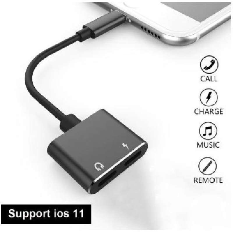 Jual Cable Splitter Lightning Audio & Charge Adapter For iPhone 7 8 X ...