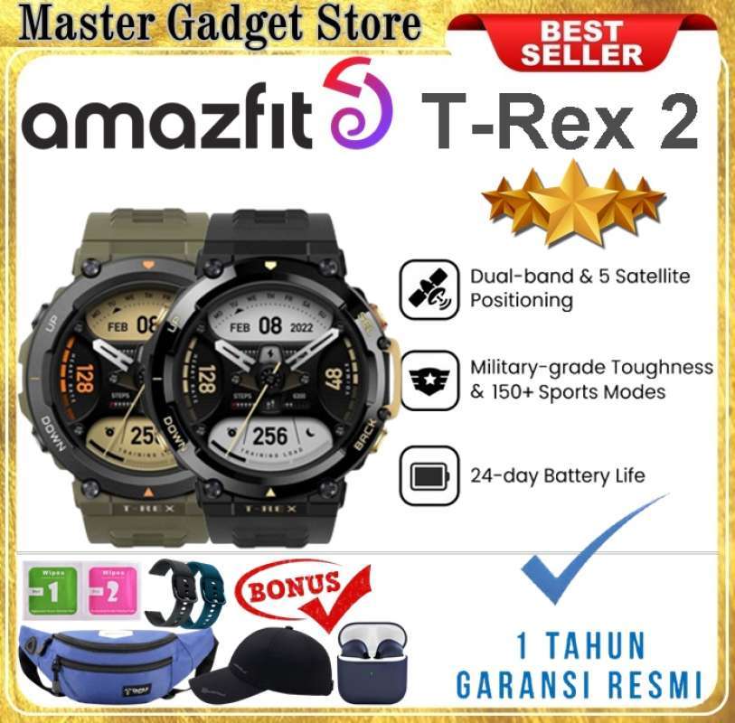 Promo Amazfit T REX 2 Smartwatch GPS Military STD Smart watch T-Rex ...