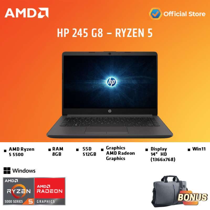 Jual Hp 245 G8 | Ryzen 5 5500 8gb 512ssd Vega7 14.0 Win11 Black Di ...