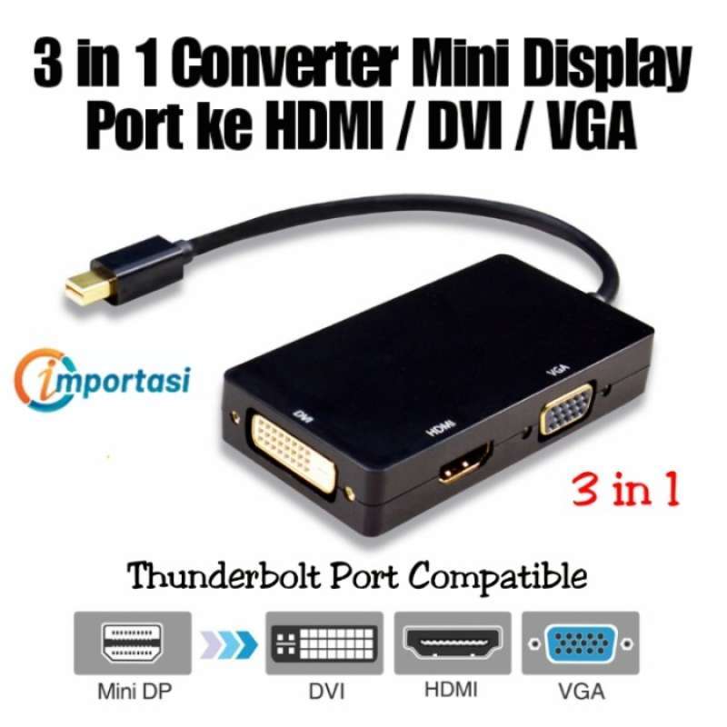 Jual Dijual 3 In 1 Converter Mini Display Port Ke Hdmi / Dvi / Vga ...
