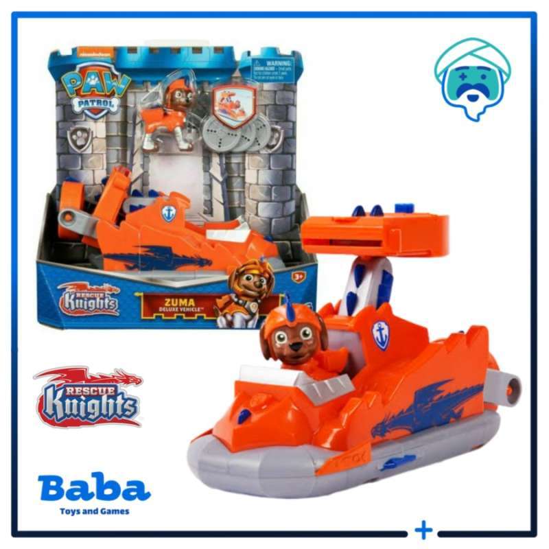 Jual Paw Patrol Zuma Rescue Knights Deluxe Vehicle Boat Figure Set ...