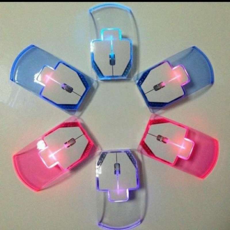 Jual Transparan Mouse Colorful Led Light Wireless 2.4 Ghz - Hijau Di ...
