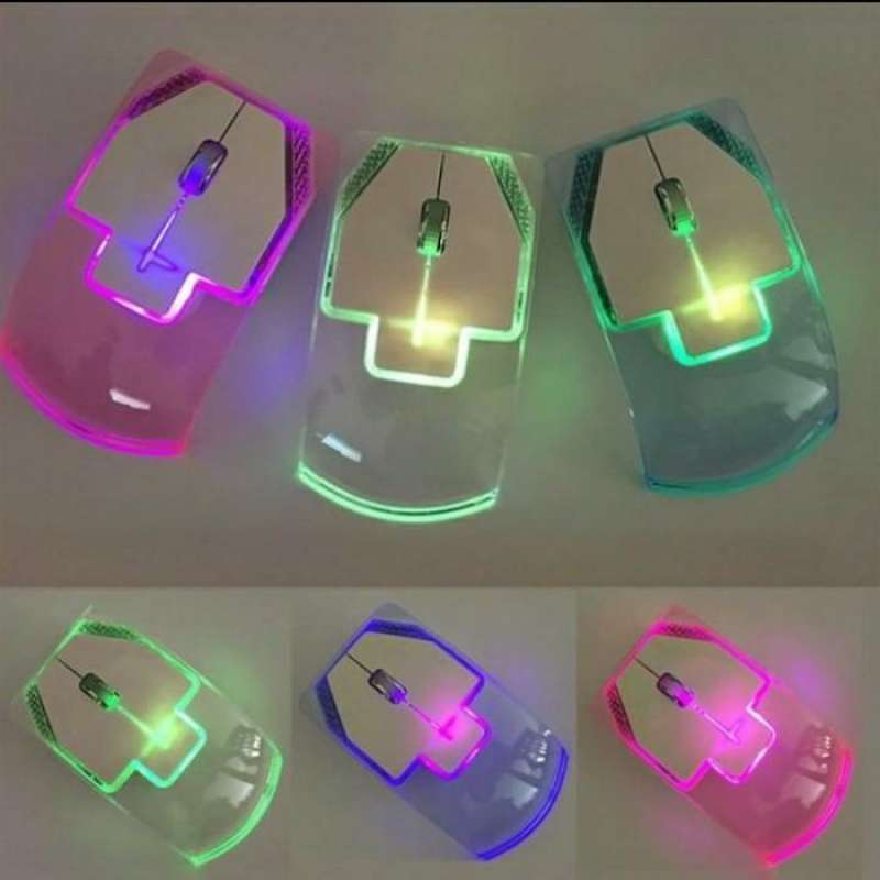 Jual Transparan Mouse Colorful Led Light Wireless 2.4 Ghz - Hijau Di ...
