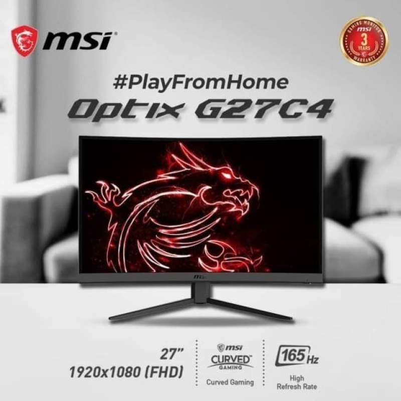 Jual Msi Optix G27c4 27'' Curved Gaming Monitor 165hz 1ms Hdmi Di ...