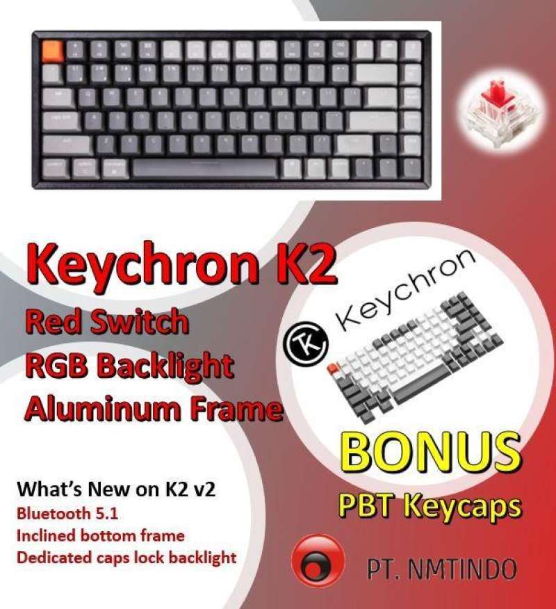 Jual Keychron K2 v2 Red Switch RGB Backlight Aluminum Frame + PBT ...