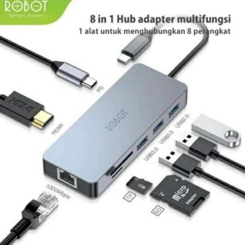 Jual Converter Konektor USB Type C To HDMI Hub LAN Robot HT380 MacBook iPad di Seller FN Shop's ...