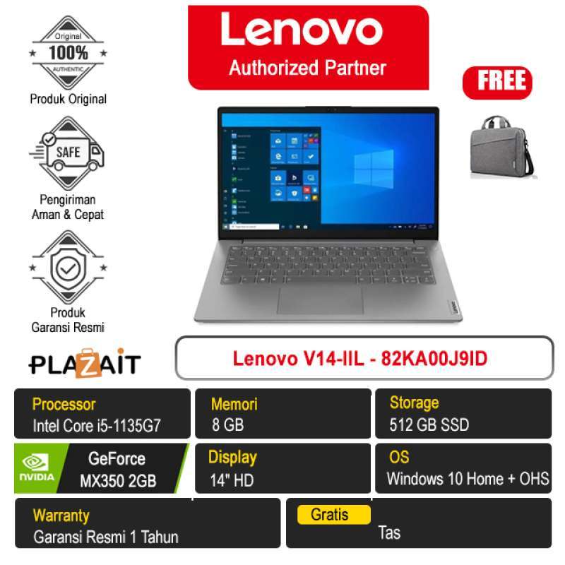 Jual Lenovo V14-iil 82ka00j9id/intel Core I5-1135g7/8gb/512gb Ssd/mx350 2gb/14″ Hd/win 10 Home ...