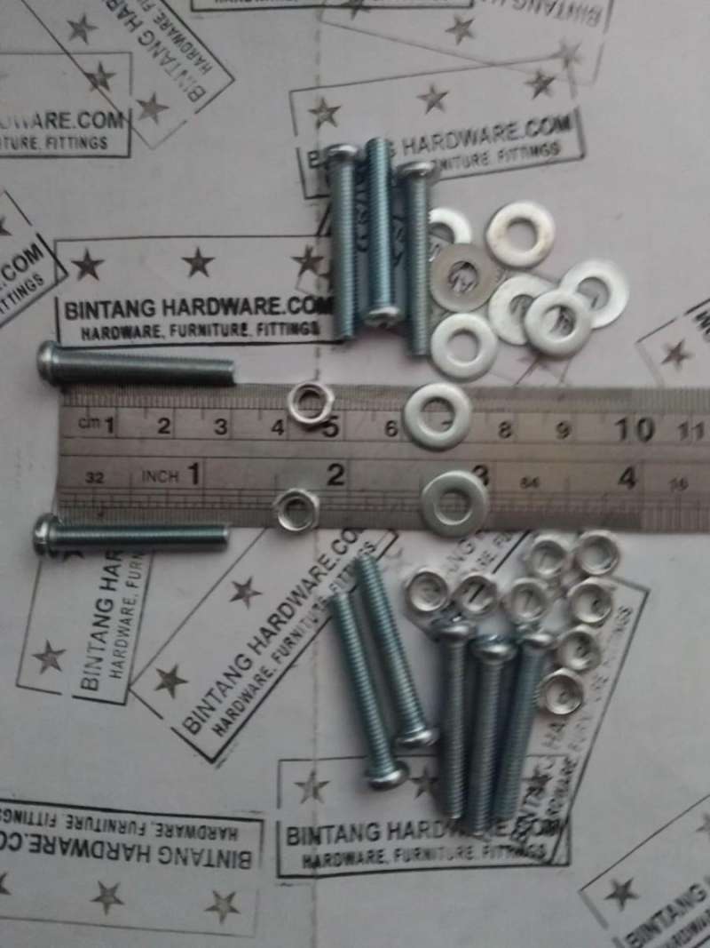 Jual Baut JP 5X30 mm Set Isi 10 Pasang Baut Putih Ring Plat Mur Putih ...