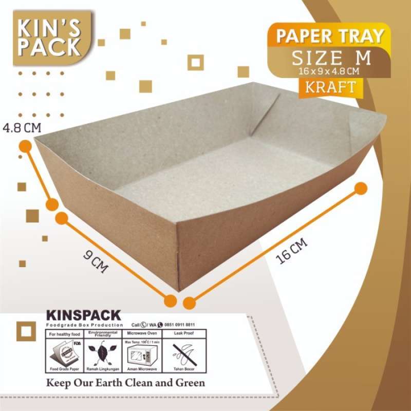 Jual Paper Tray / Food Tray Kraft Craft Laminasi PE Foodgrade Size M di ...