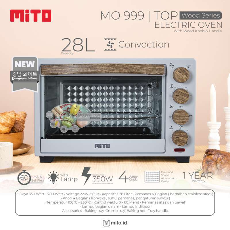 Promo Mito Electric Oven Mo999 Top Wood Series 28l - Putih Diskon 9% Di ...