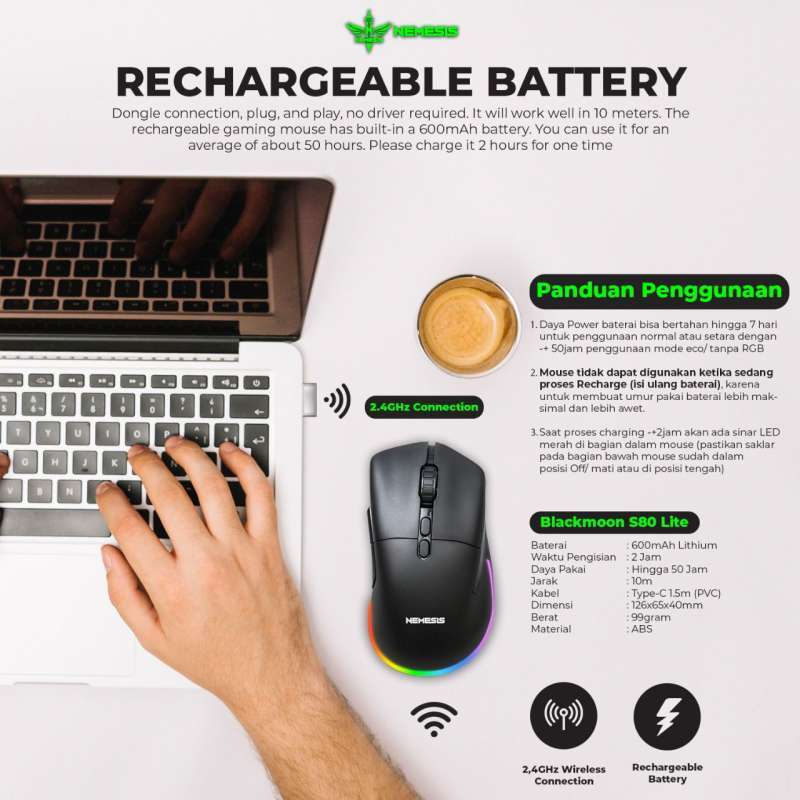 Jual Mouse Gaming Wireless Nyk Nemesis S80 Lite Blackmoon Di Seller ...