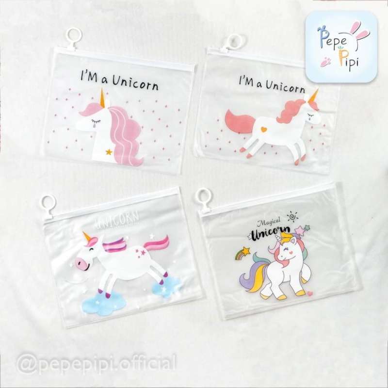 Jual Map Plastik Unicorn ukuran kertas A5 dengan Zip Lock Bening ...