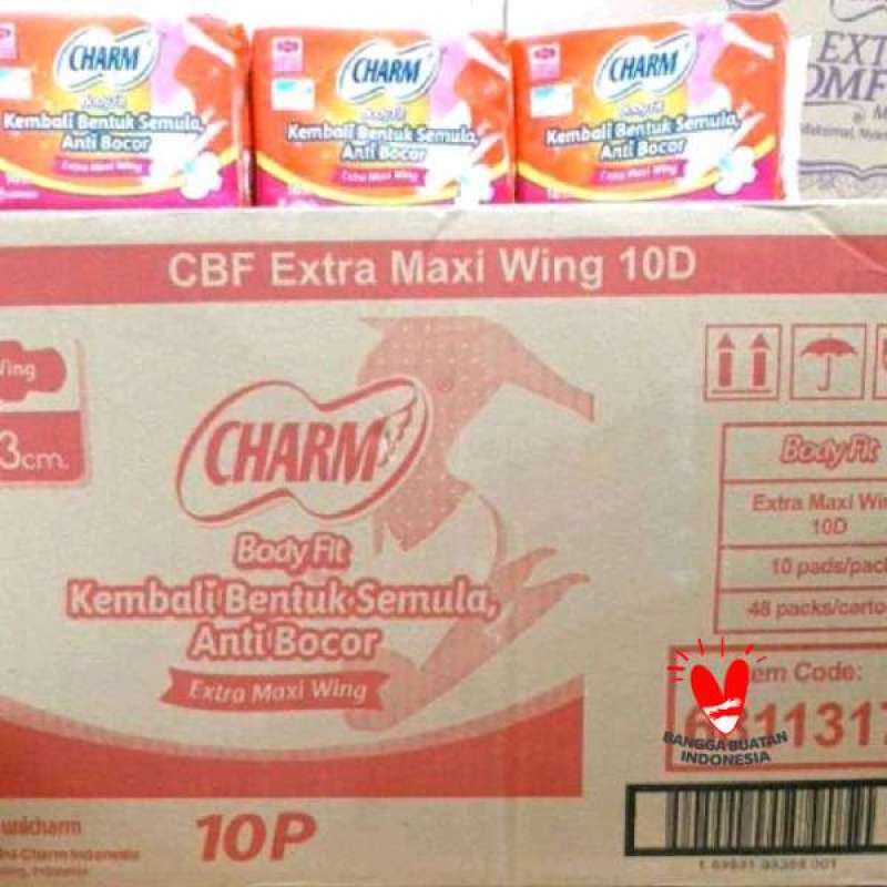Jual 1 Dus = 48pack x 10 pad Charm Body Fit 23 cm (1 dus isi 480 pcs ...