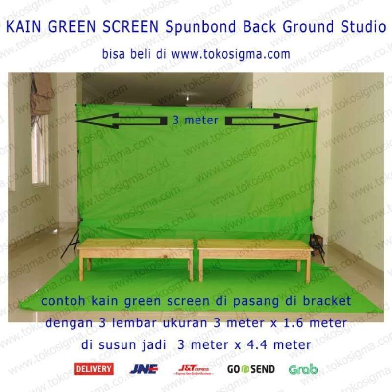 Promo Tripod Stand 3x2.5 M Back Ground Backdrop Tiang Kain Foto Green ...