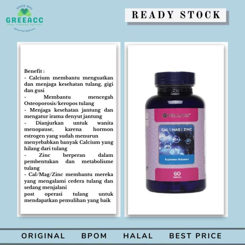 Jual Wellness Calmagzinc Cal/Mag/Zinc 60 Tablet Vitamin Calcium ...