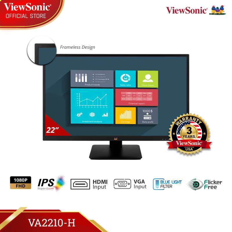 Jual ViewSonic Monitor LED VA2210-H 22 Inch IPS 60Hz Blue Light Filter ...