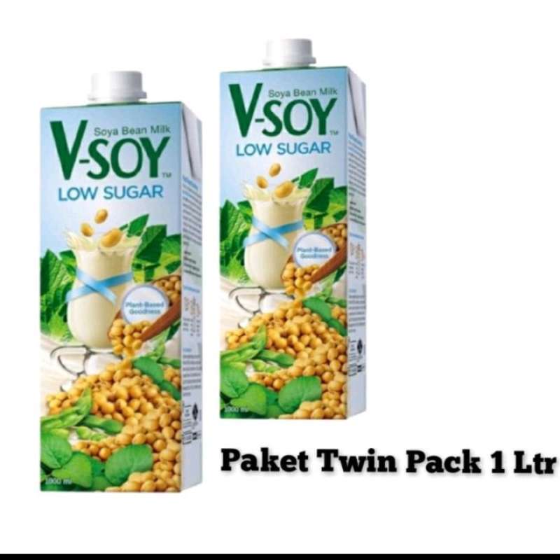 Jual V soy Soya Bean Milk low sugar susu kedelai kemasan 1L Isi 2 Pcs ...