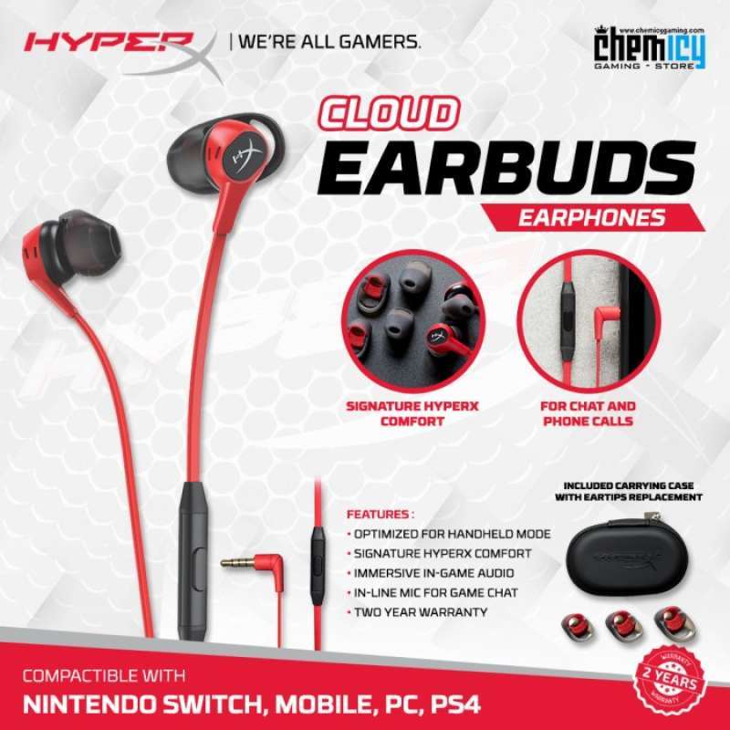 Jual HyperX Cloud Earbuds In Ear Gaming Headphones with Mic Berkualitas ...