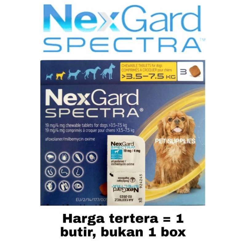 Jual Obat Kutu Dan Cacing Anjing Nexgard Spectra Ukuran 3.5-7.5 Kg ...