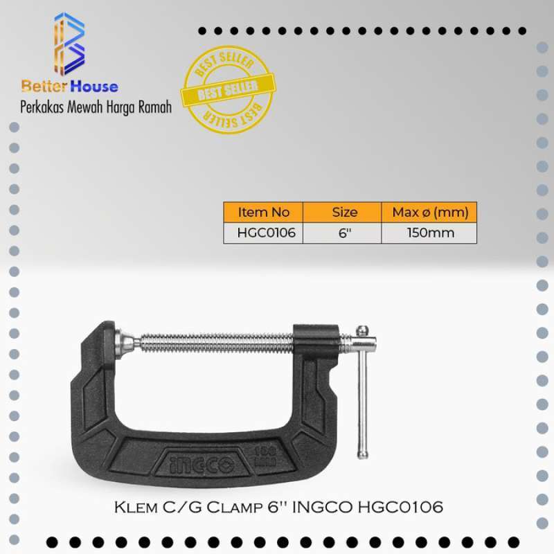 Promo Klem C/G Clamp 6 Ingco Hgc0106 Catok Jepit Press Kayu Besi Inch ...