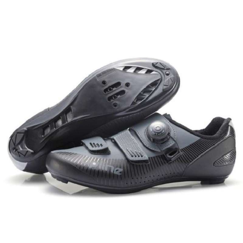 Jual Sepatu Cleat Sepeda Upline U1 Road Support Road dan MTB Black Grey ...