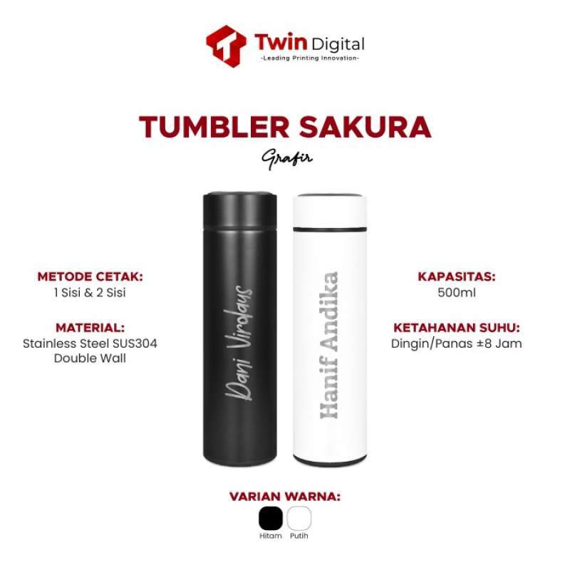Promo Tumbler Custom Botol Minum Stainless Sakura Grafir 500 Ml Promo