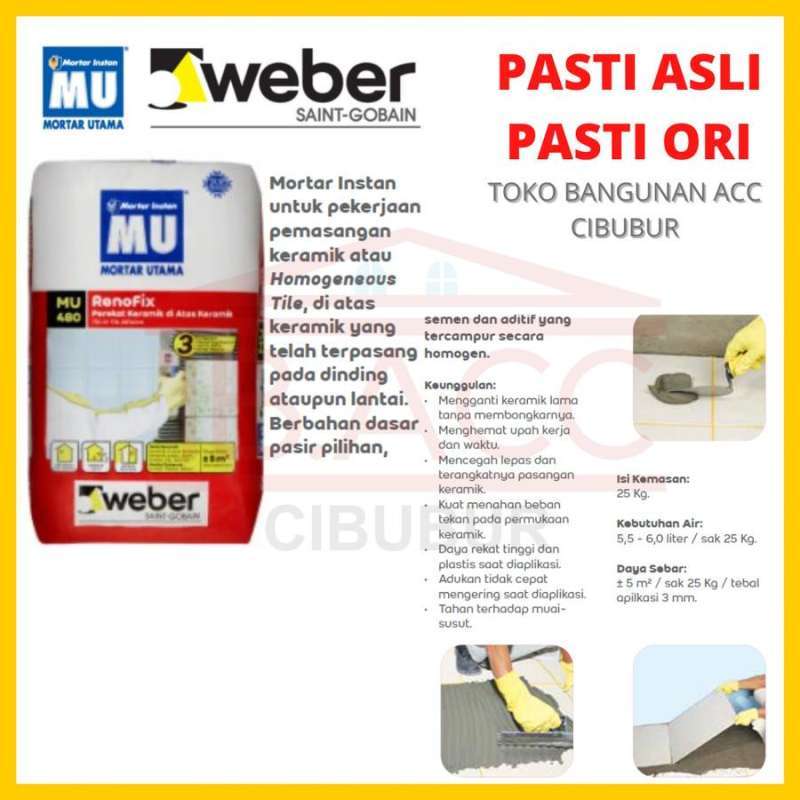 Jual MU480 - Mortar Utama 25 Kg MU 480 Perekat Keramik Diatas Keramik ...