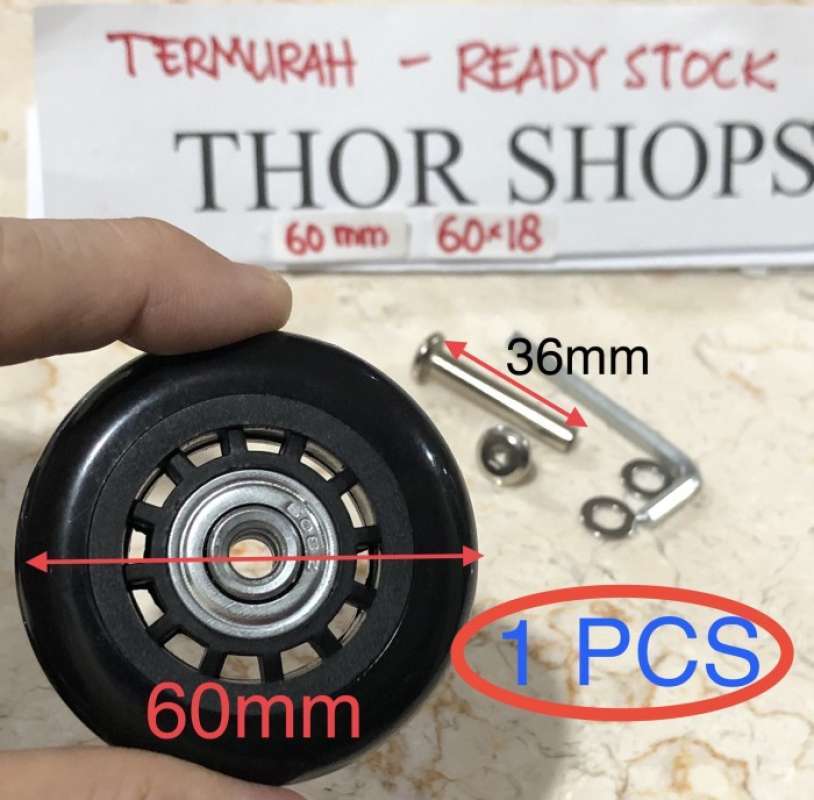 Jual 60mm X 18mm roda koper pengganti reparasi replacement luggage ...
