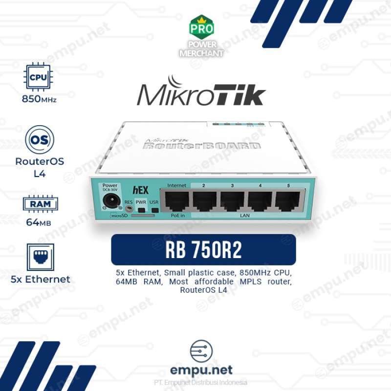 Promo Mikrotik Router Indoor Rb750R2 (Hex Lite) Rb750 Rb 750 Rb 750R2 ...