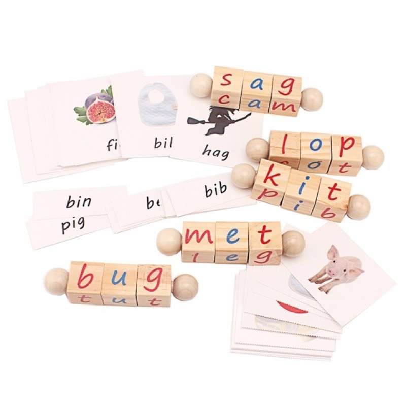 Promo CVC wooden block - Alphabet cube - montessori phonetic reading ...