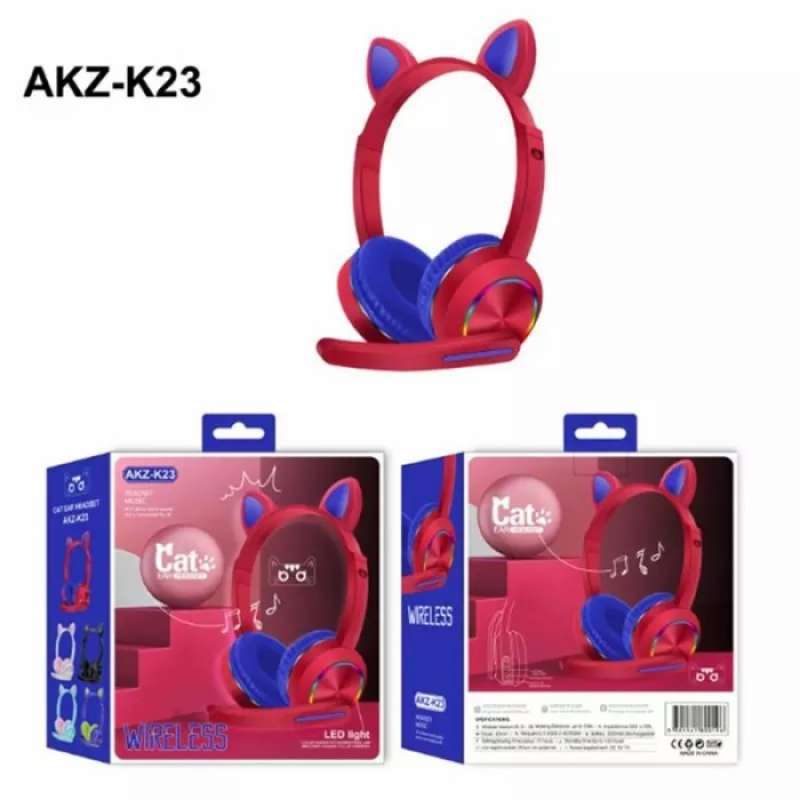 Jual Headphone Bluetooth Wireless Headphone Kucing Mik PC Gaming ...