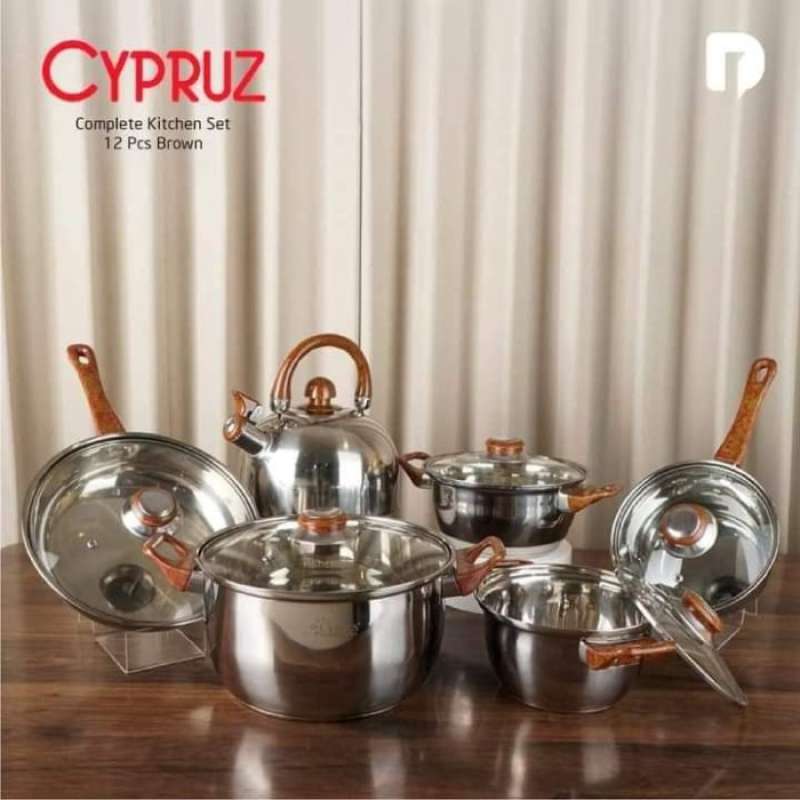 Jual Panci Set Stainless Steel Cypruz Complete Kitchen Set of 12 di ...