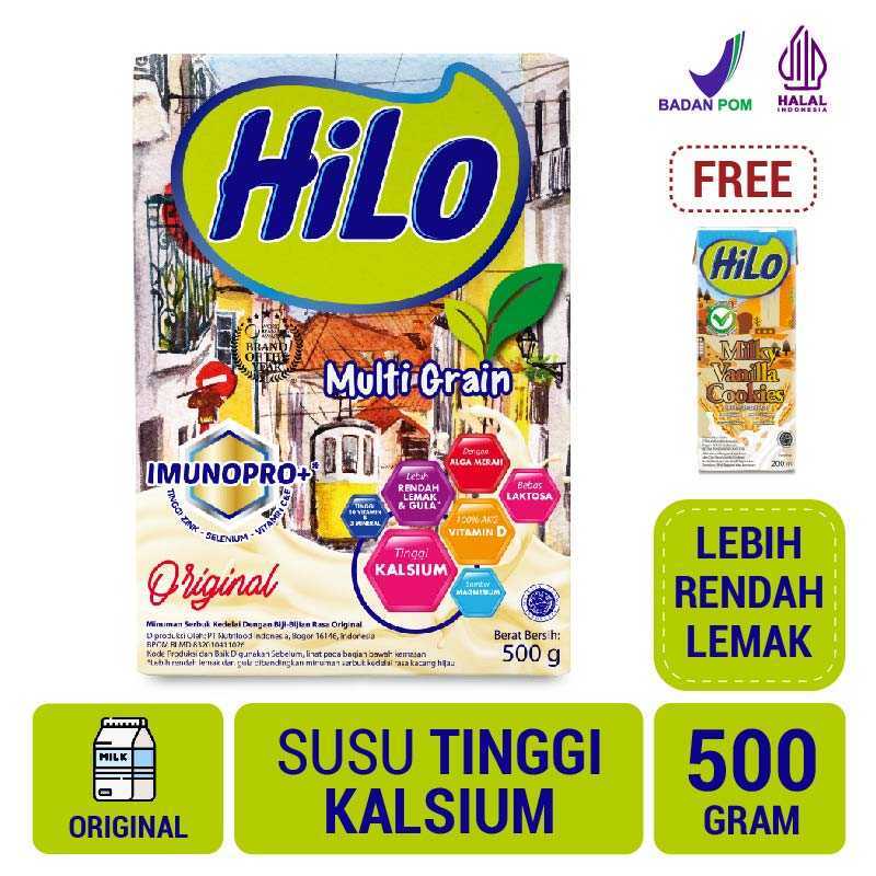 Jual FREE HILO MILKY VANILA COOKIES RTD - HiLo Multigrain Original 500 ...