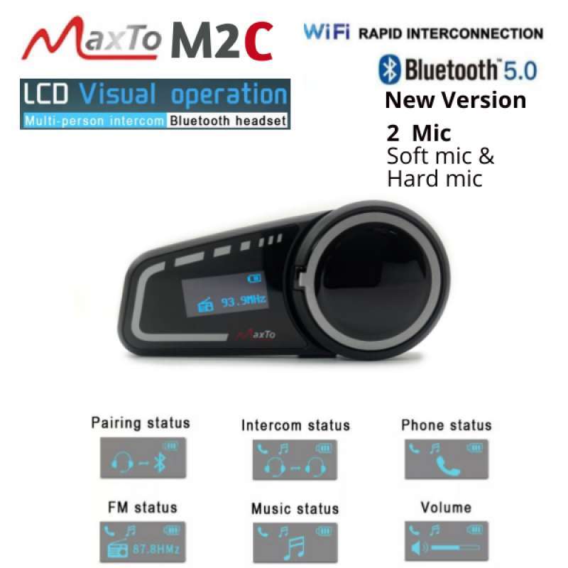 Promo intercom maxto m2 Intercom Helm Murah Maxto M2C LCD Bluetooth 5.0 ...