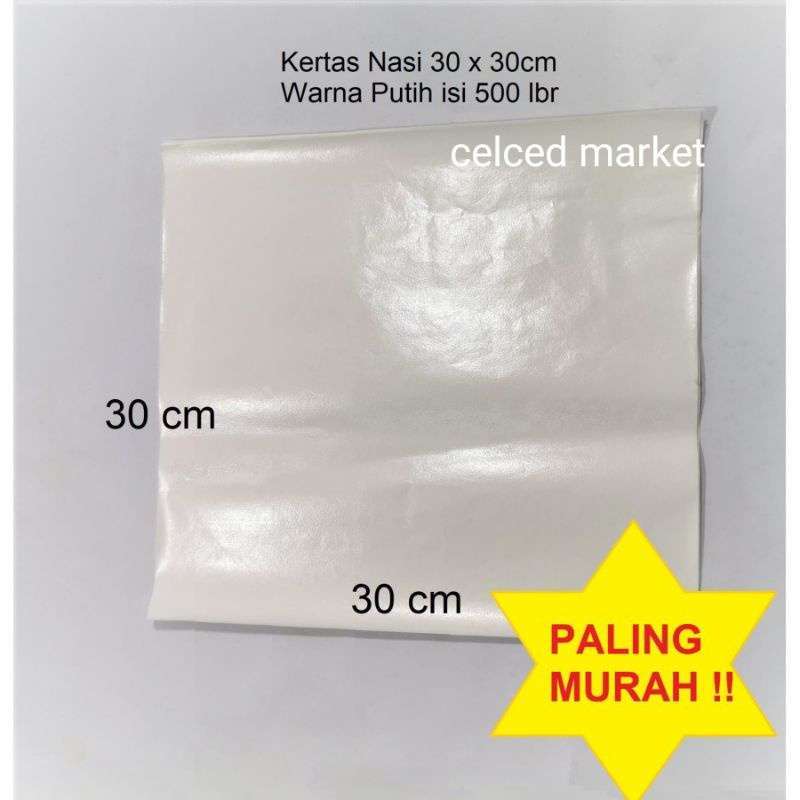 Jual 500 PCS KERTAS NASI 30x30 cm PUTIH /KERTAS BUNGKUS NASI KFC 30x30 ...