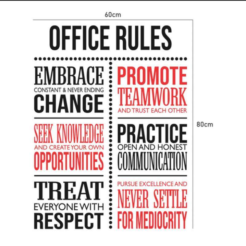 Promo Stiker Office Rules Sticker Kaca Dinding Rumah Kantor Diskon 10% ...