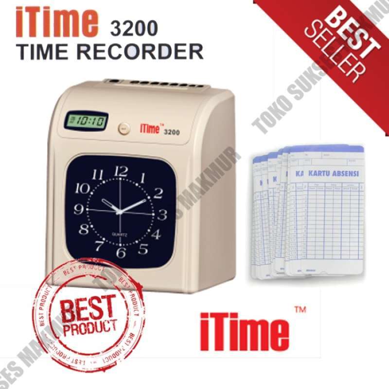Jual Time Recorder Itime 3200 Absensi Ceklok + 1 Pak Kartu Absen Isi 50 ...