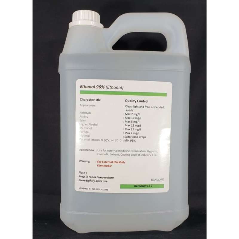 Jual Alcohol / Alkohol / Ethanol / Etanol 96% Cosmetic Grade 5l (ojol ...