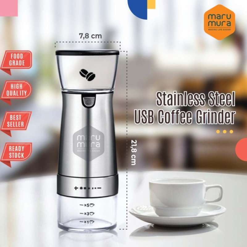 Promo Marumura USB Coffee Grinder Portable Rechargeable Gilingan Kopi ...